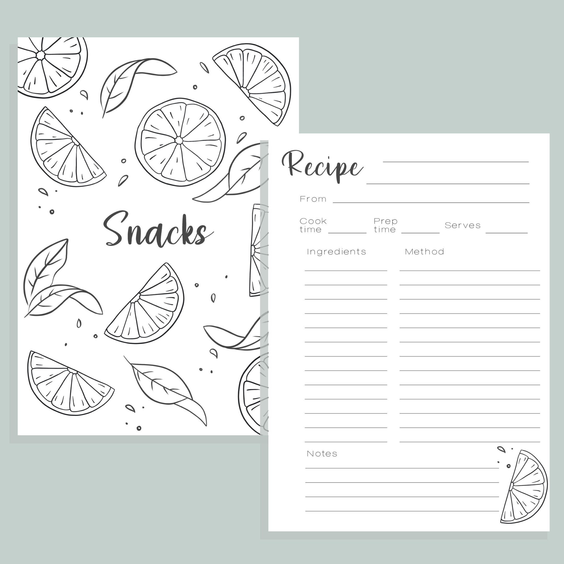 Printable A4 Recipe Template and Cookbook Dividers | Botanical ...