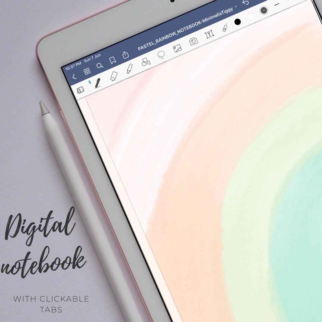 Digital Pastel Rainbow Notebook for Goodnotes, Goodnotes Notebook ...