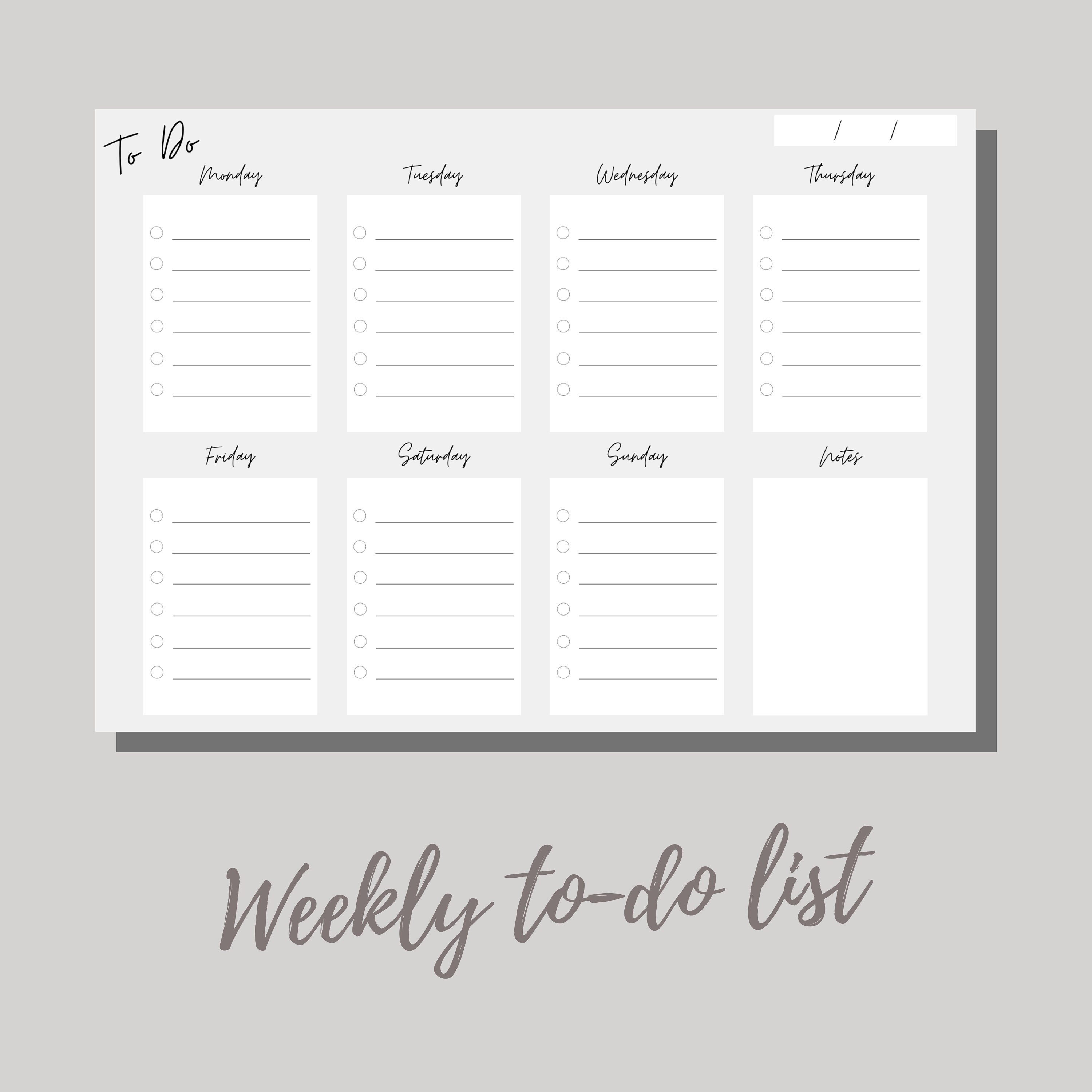A4 Weekly to Do List Printable |landscape Printable to Do List |A4 ...