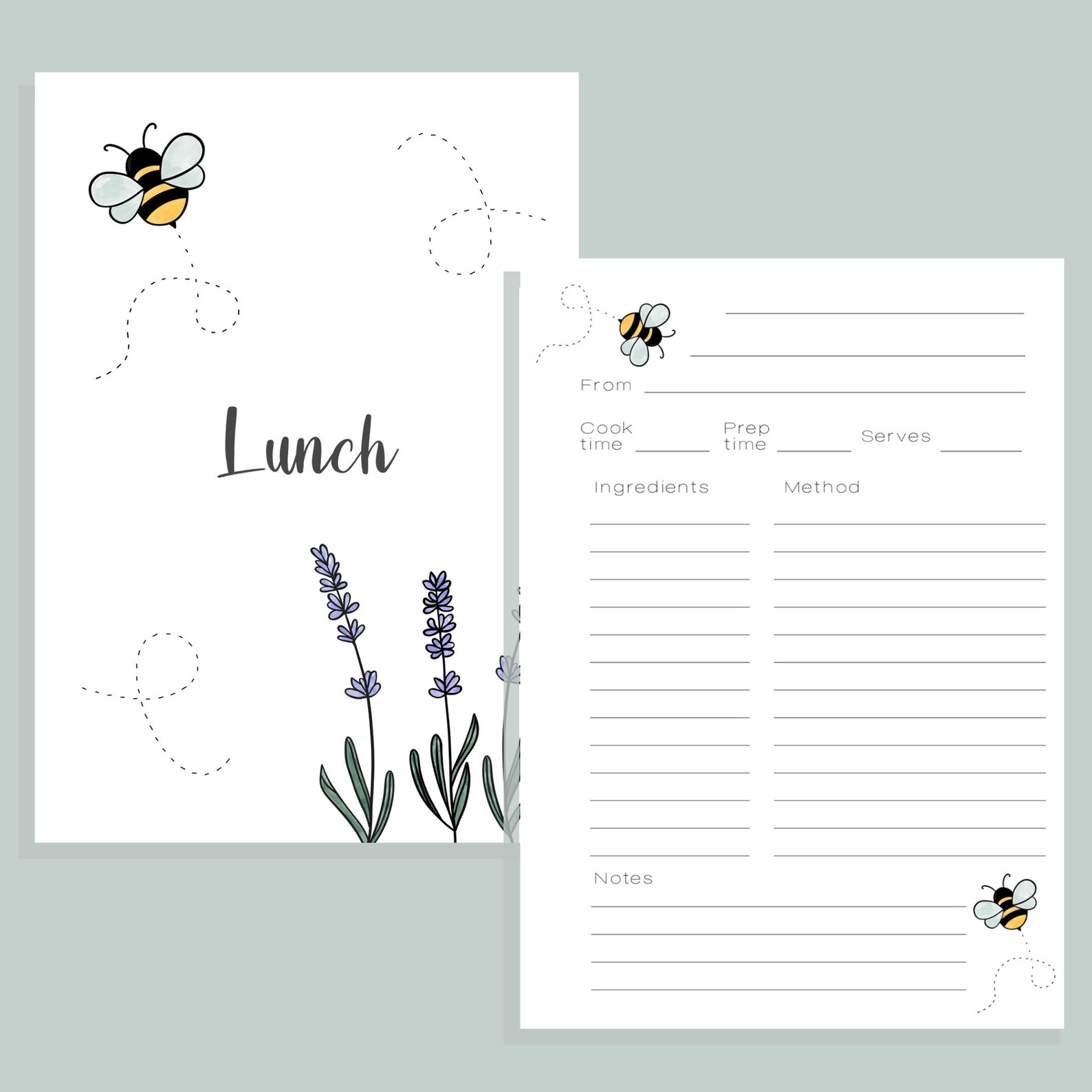 Printable A4 Recipe Cards and Dividers | Bee and Lavender Design ...