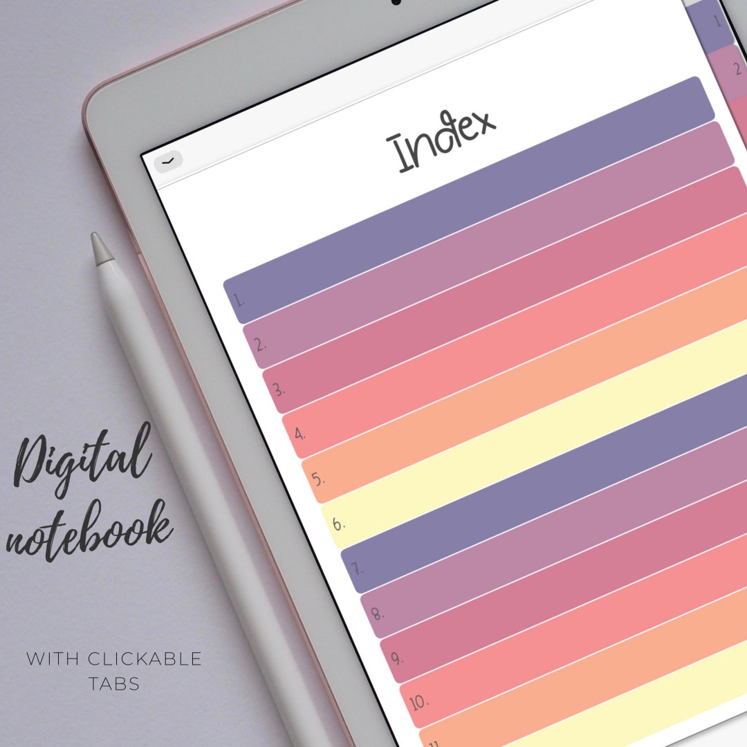 Buy Colourful Digital Notebook for Goodnotes With Clickable Tabs, iPad ...