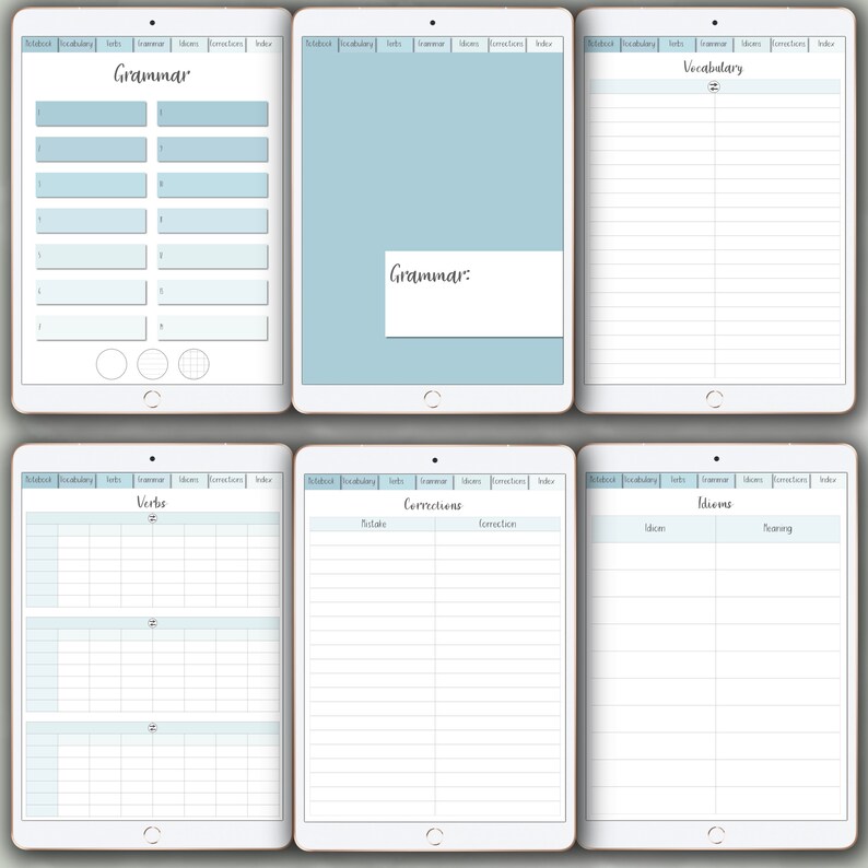 Digital Language Notebook for iPad - Goodnotes, Notability | Digital ...