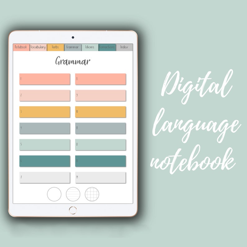 Digital Language Study Notebook for Goodnotes and Notability | Digital ...