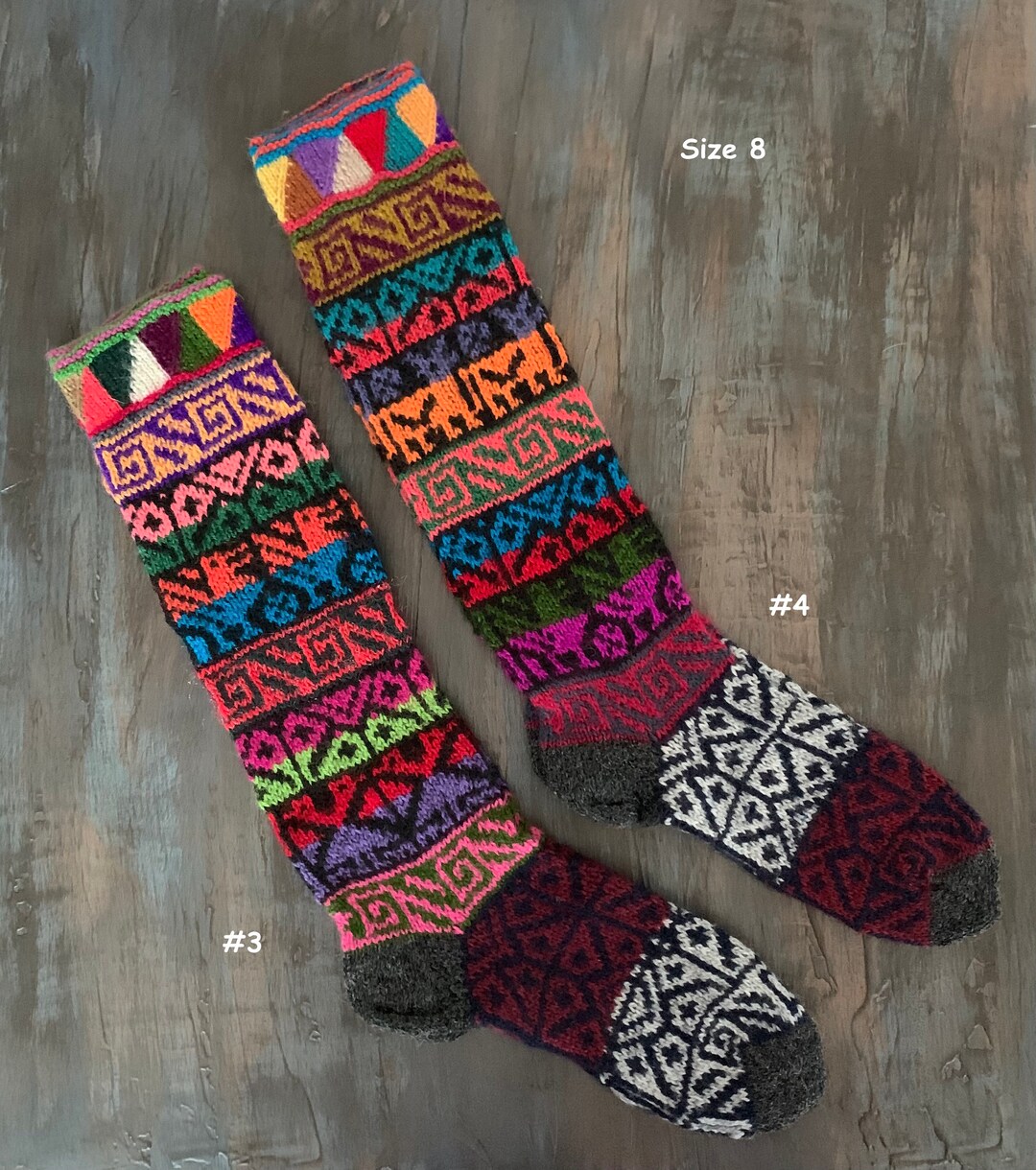 Peruvian Alpaca Size8 Wool Sock Hand Knit Wool Sock Adult Wool Knit ...