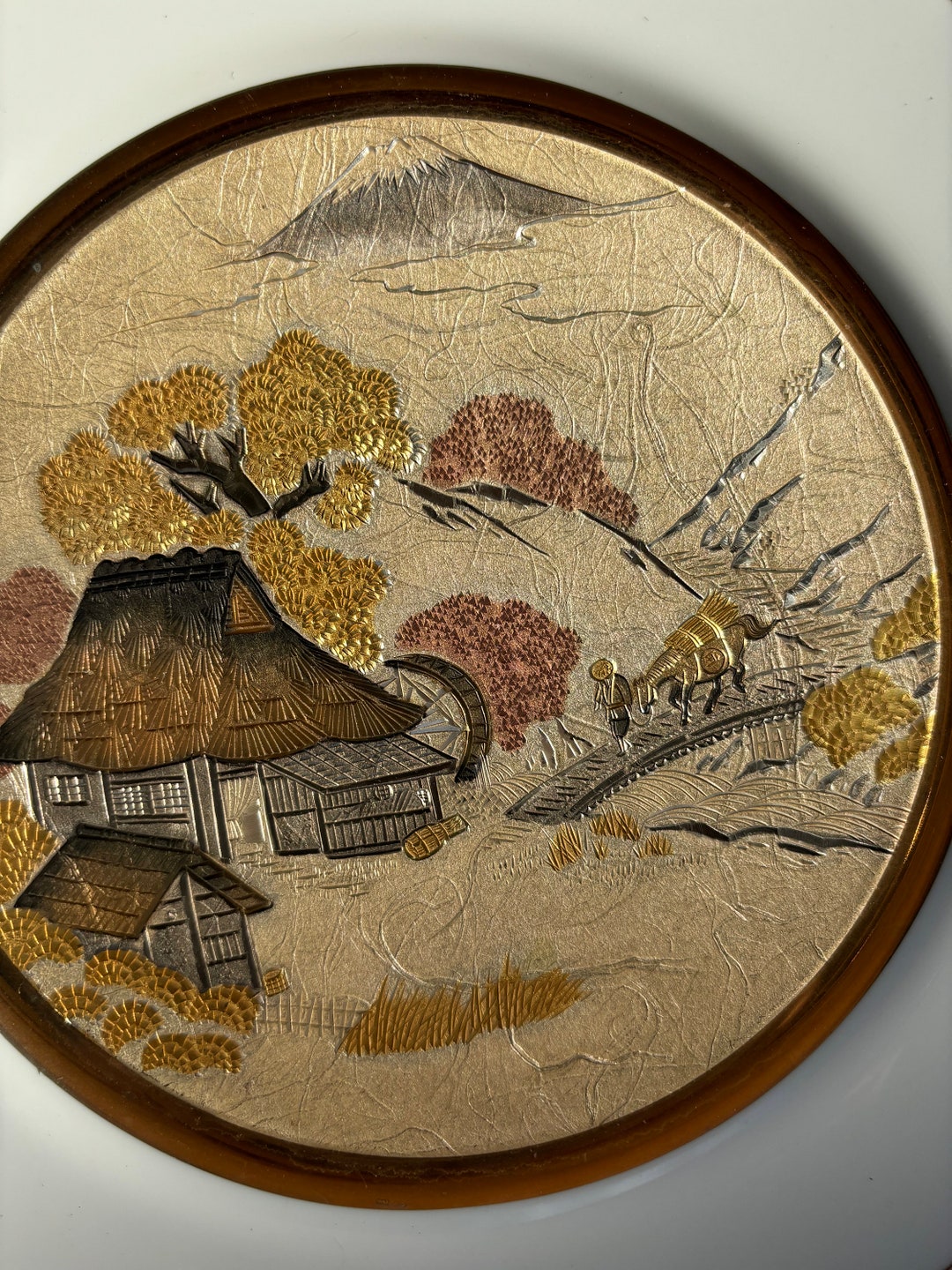 Beautiful Large Decorative Plate Using the Art of Chokin in a Japanese ...