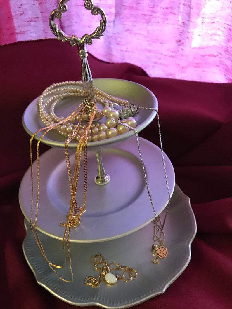 Three Tier Silver Jewellery Stand - Etsy