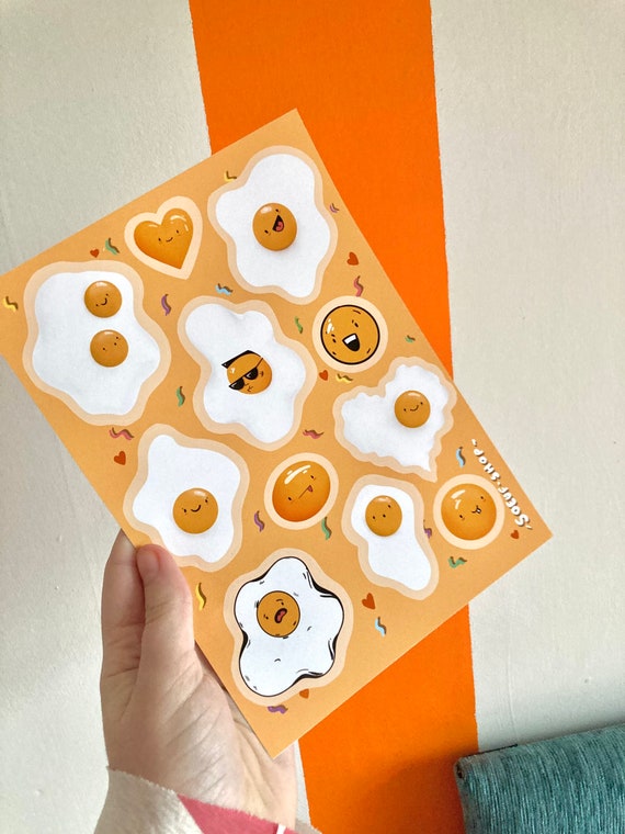 A5 Cute Egg Vinyl Sticker Sheet | Etsy