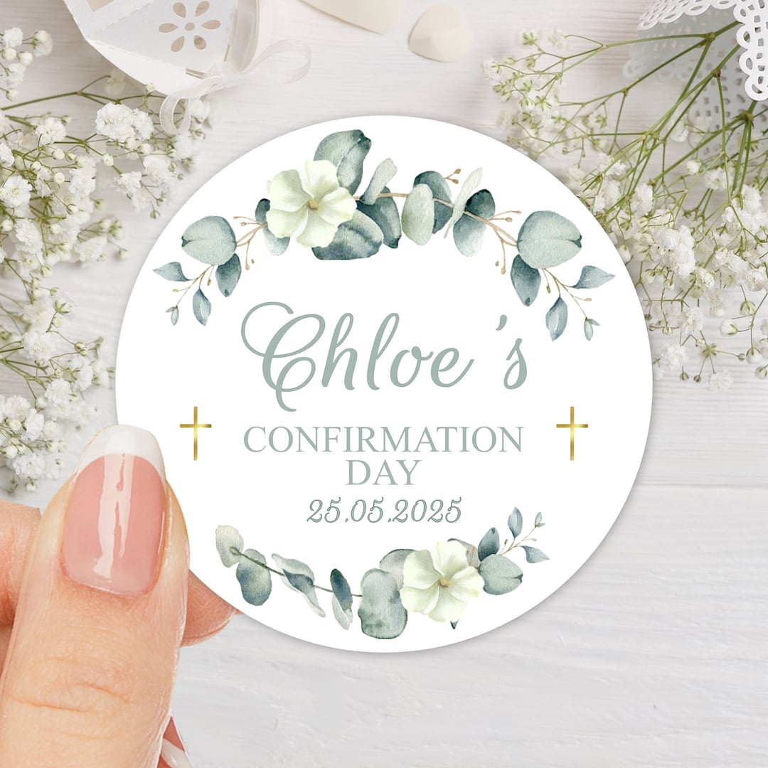 Personalised Confirmation Party Favor Stickers, Floral Confirmation ...