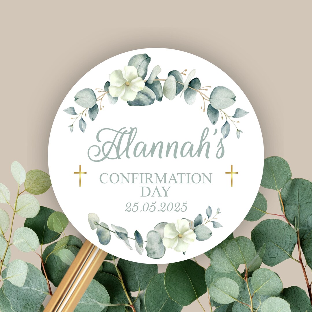 Personalised Confirmation Party Favor Stickers, Floral Confirmation ...