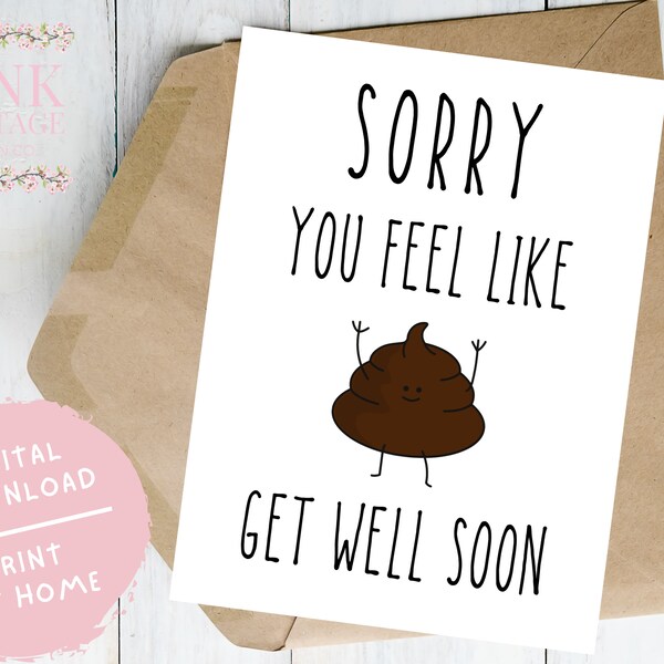 Poop Get Well Card - Etsy