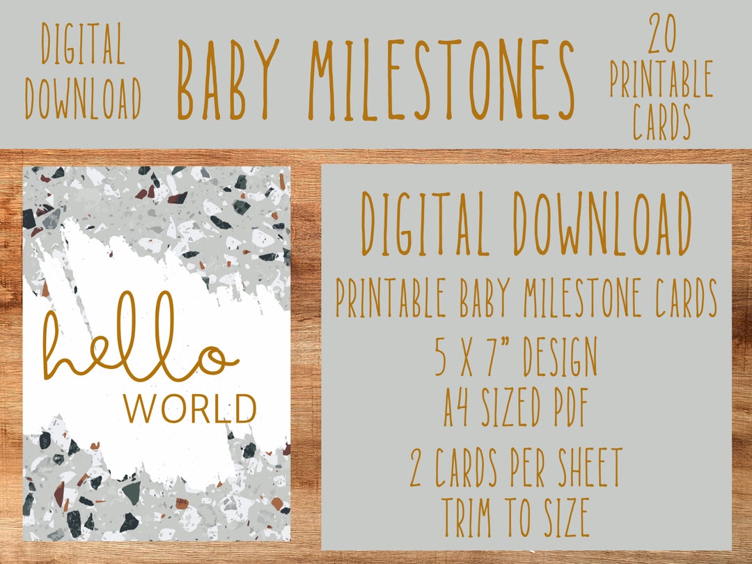 Baby Milestones Printable Cards Digital Download 5x7 - Etsy