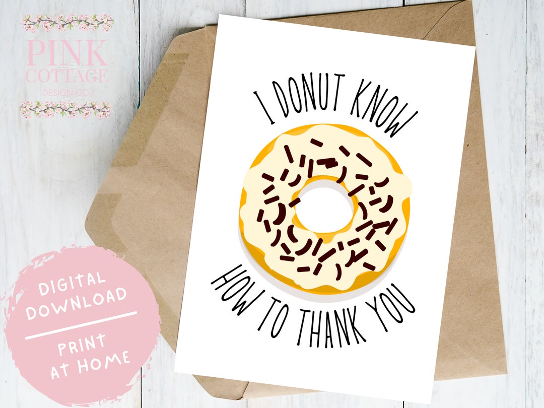 Printable Thank You Card Donut Thank You Card Digital Thank - Etsy
