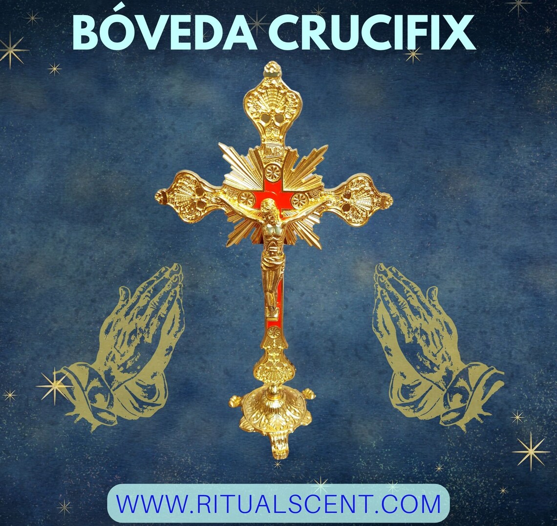 Cross Crucifix for Bóveda Gold Metal Standing Spiritism | Etsy