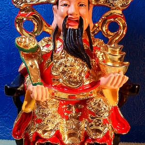 Caishen God of Wealth Statue Good Luck Fortune Prosperity Chinese Buddha Kuan Gong Guan Yin I ...