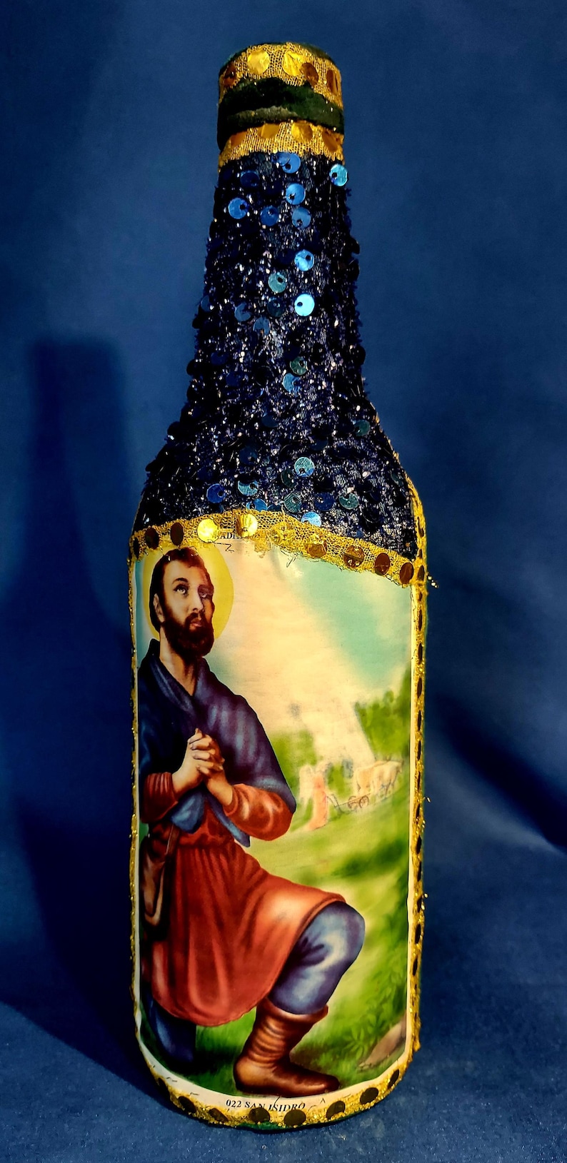 Vodou Boutey Bottle Sequined Libation Haitian Lwa Loa Kouzen Azaka Zaka ...