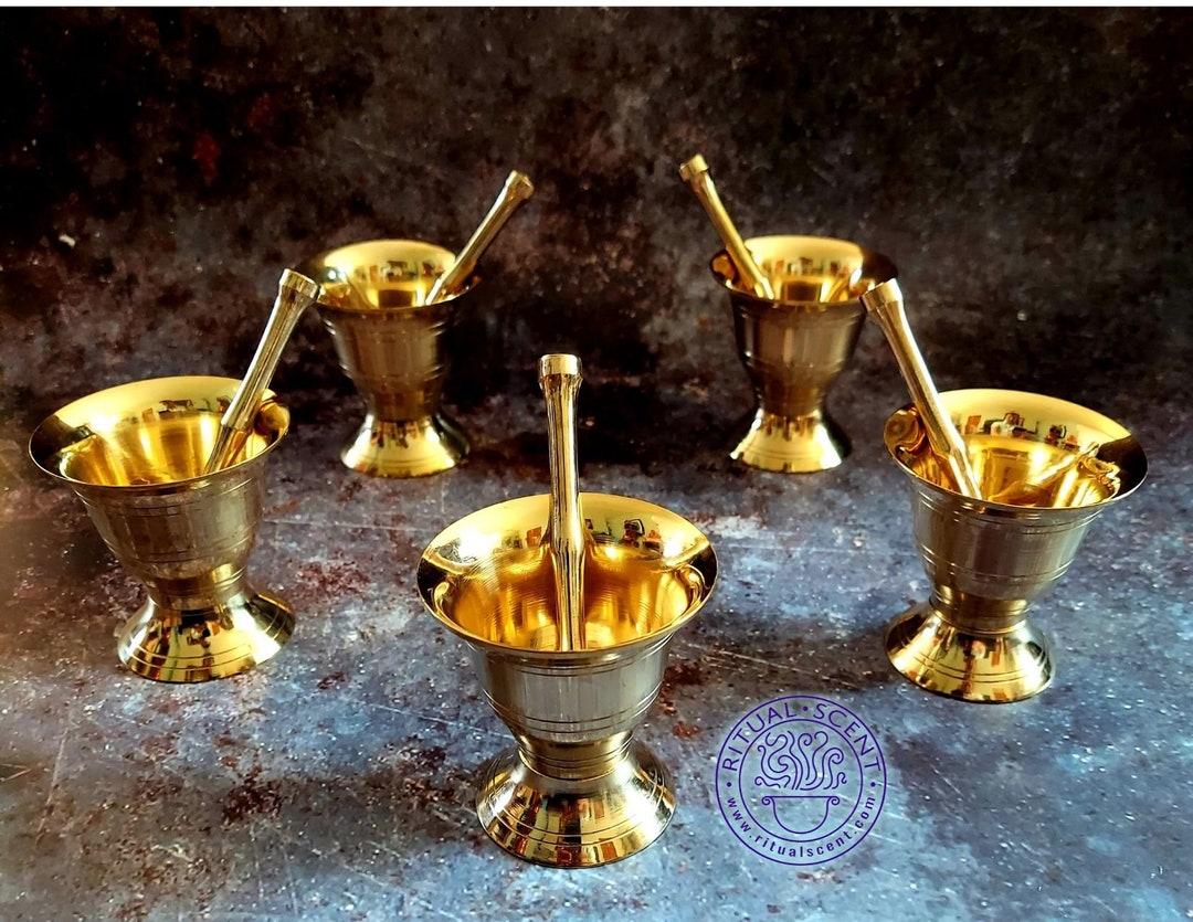 Oshun Pilon Pestle and Mortar Ibu Kole Morteros Odo Brass Set 3 Inches ...