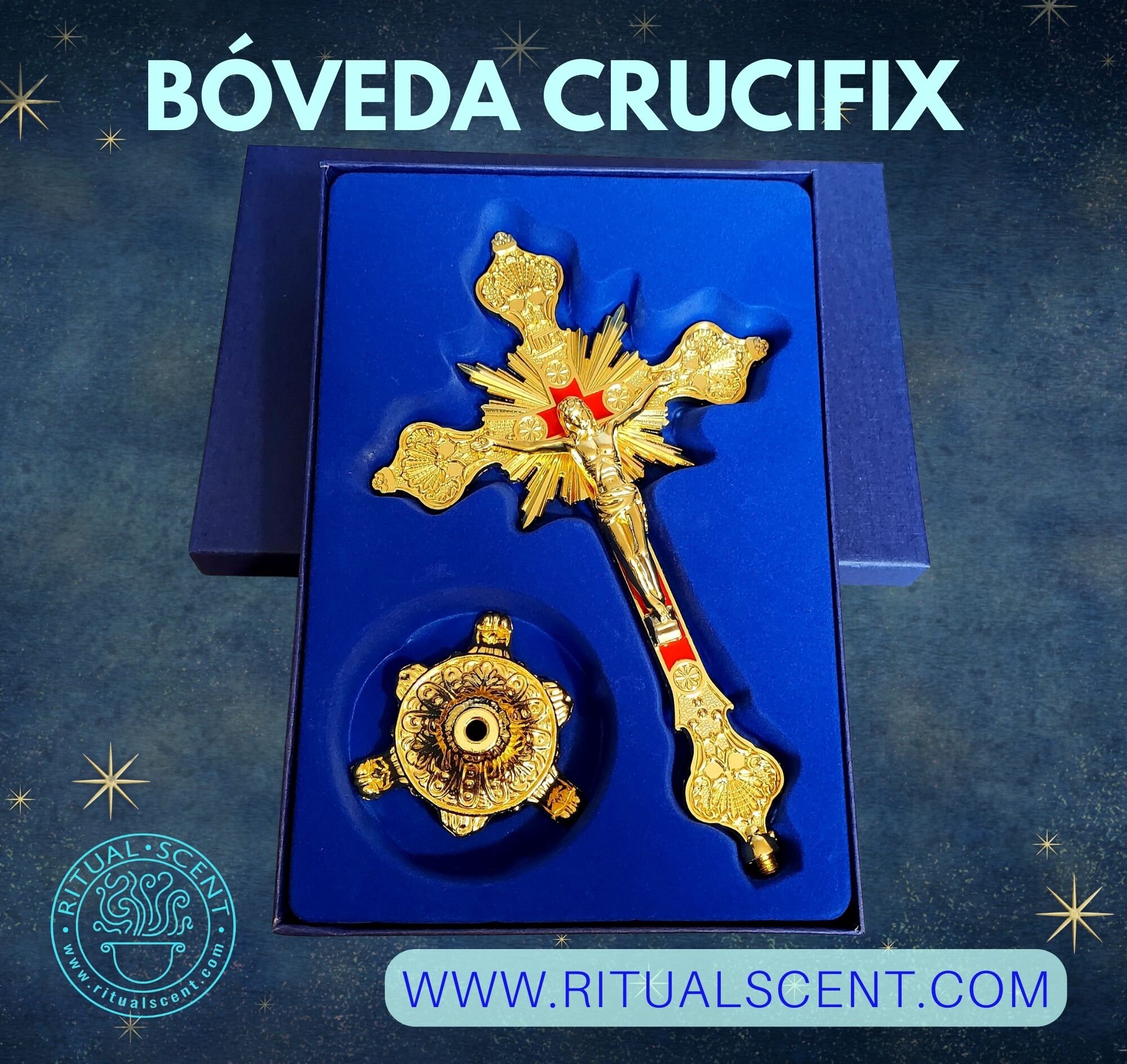 Cross Crucifix for Bóveda Gold Metal Standing Spiritism, Misa, Jesus ...