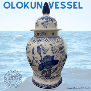 Olokun Statue Sopera Blue Tinaja Sirena Grande Yemaya Olocun Pot Ginger Jar Potiche Yoruba ...