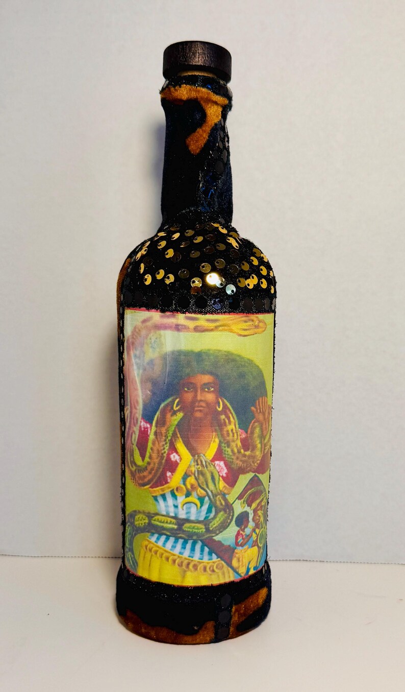 Madan Lenba Boutèy Vodou Lwa Bottle Sequined Haitian Loa Erzulie Freda ...