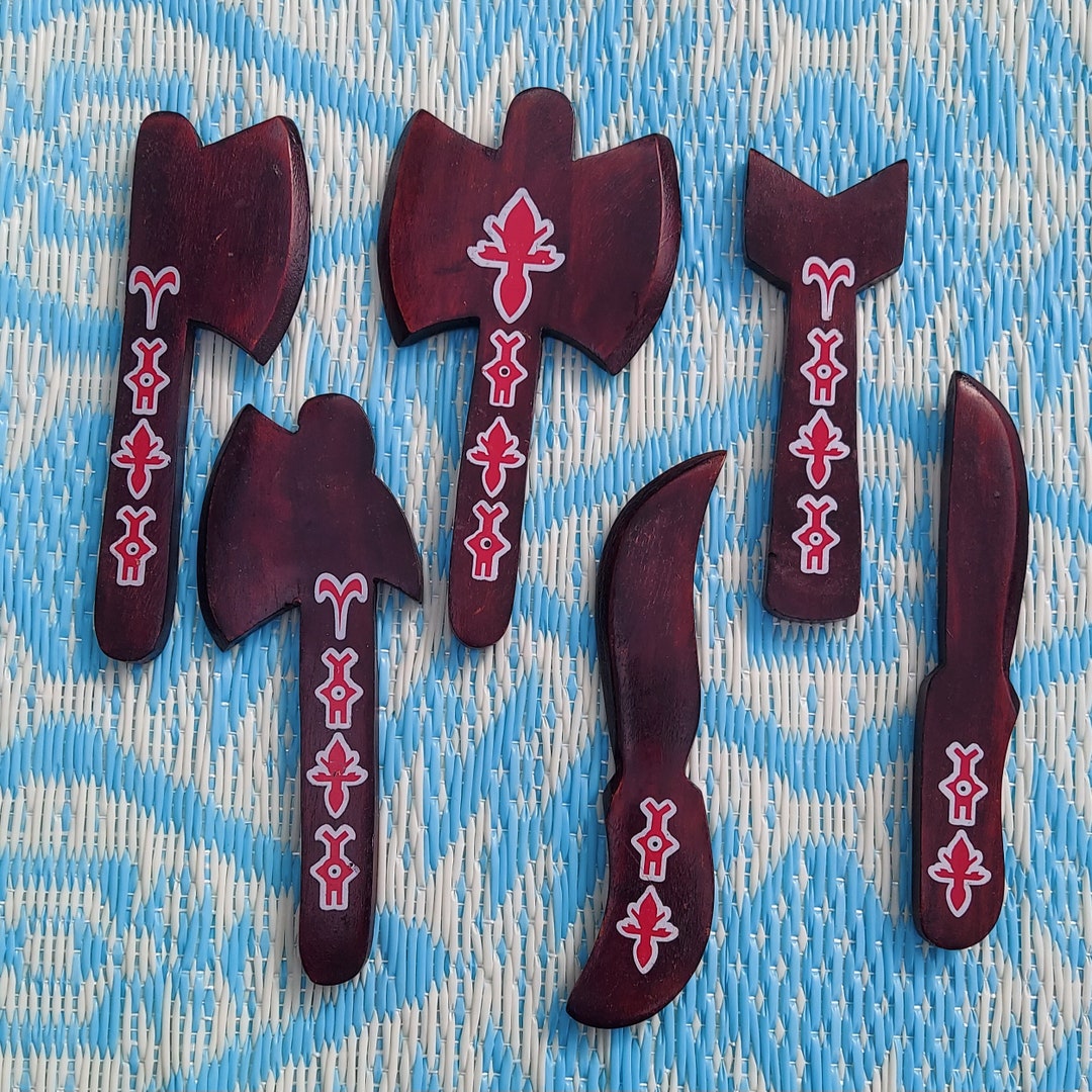 Shango Wooden Painted Tools Axe Oshe Orisha Santeria Lucumi Shango ...