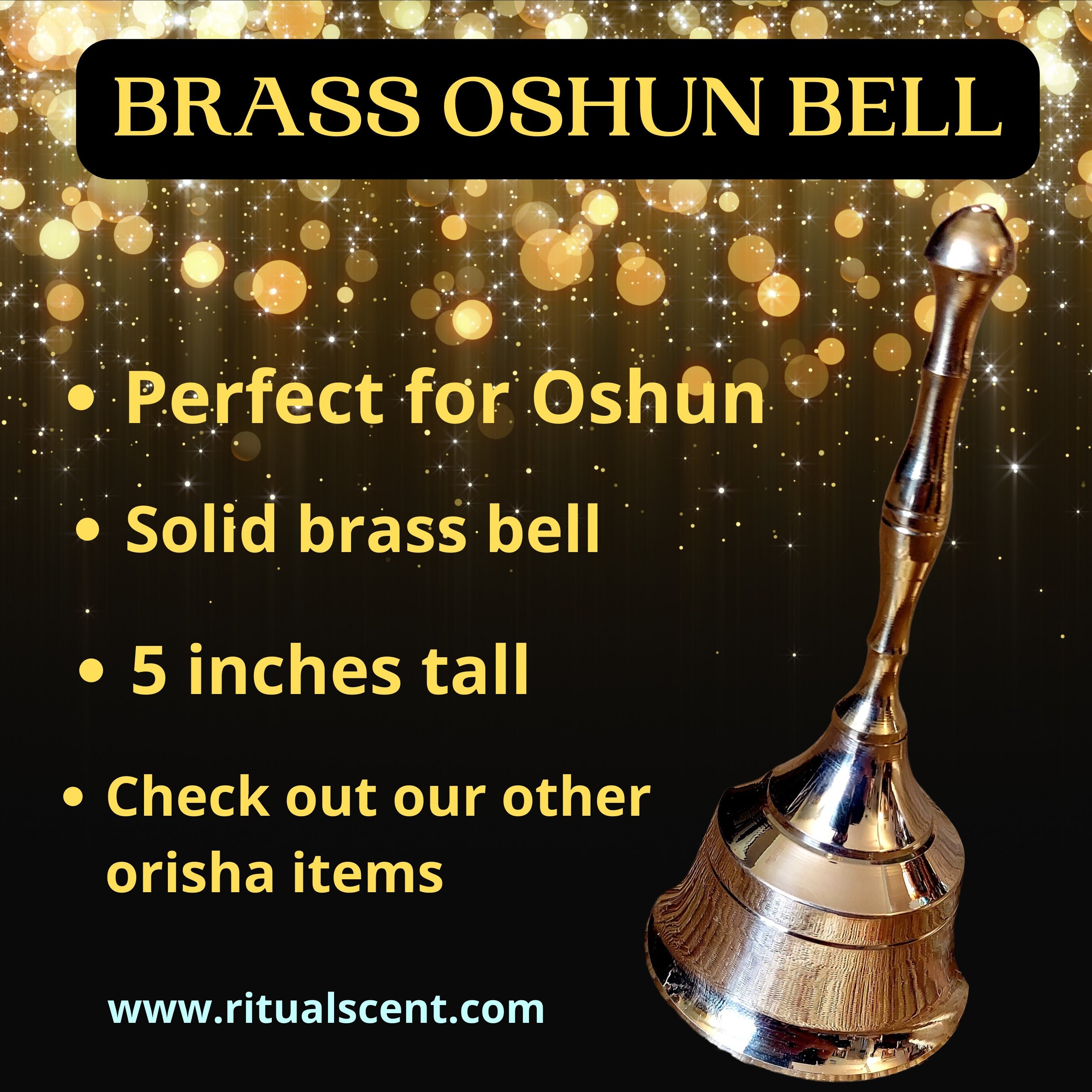 Brass Oshun Bell 5 Inches - Goddess, Polished Campana for Orisha ...