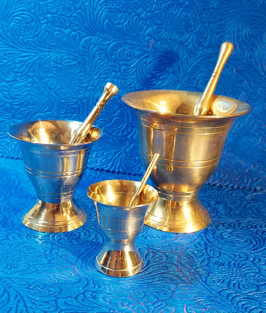 Oshun Pilon Pestle and Mortar Ibu Kole Morteros Odo Brass Set 3 Sizes ...