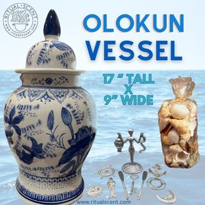 Olokun Statue Sopera Blue Tinaja Sirena Grande Yemaya Olocun Pot Ginger ...