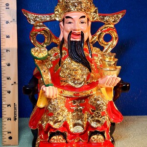Caishen God of Wealth Statue Good Luck Fortune Prosperity Chinese Buddha Kuan Gong Guan Yin I ...