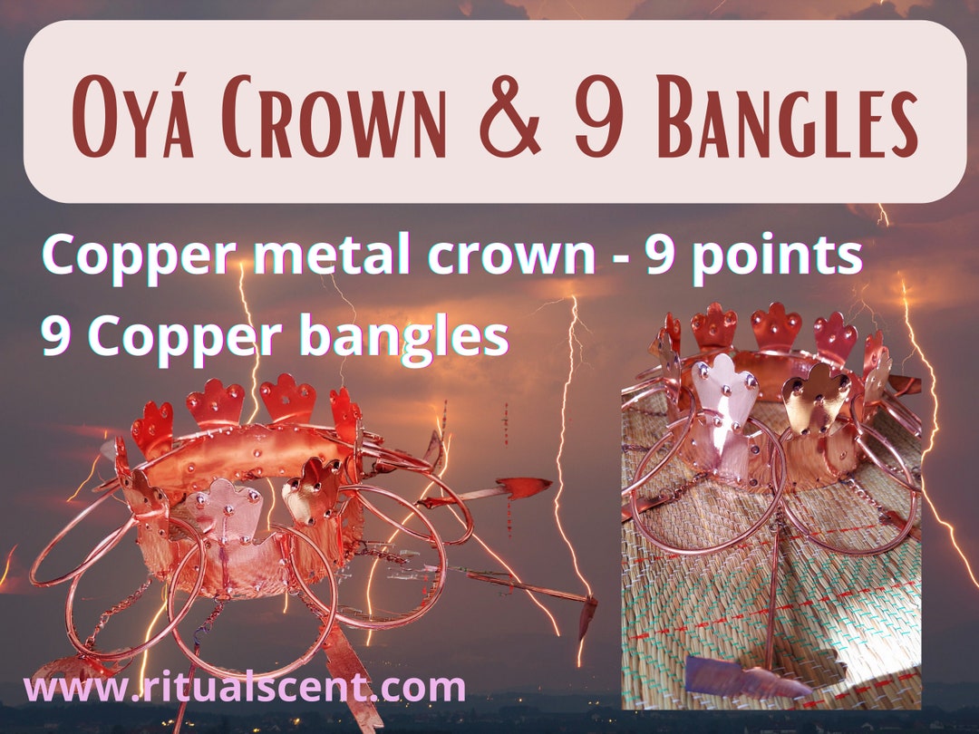Oya Crown and 9 Bangles/manillas Set Copper Metal Orisha Iyansan Yanza ...