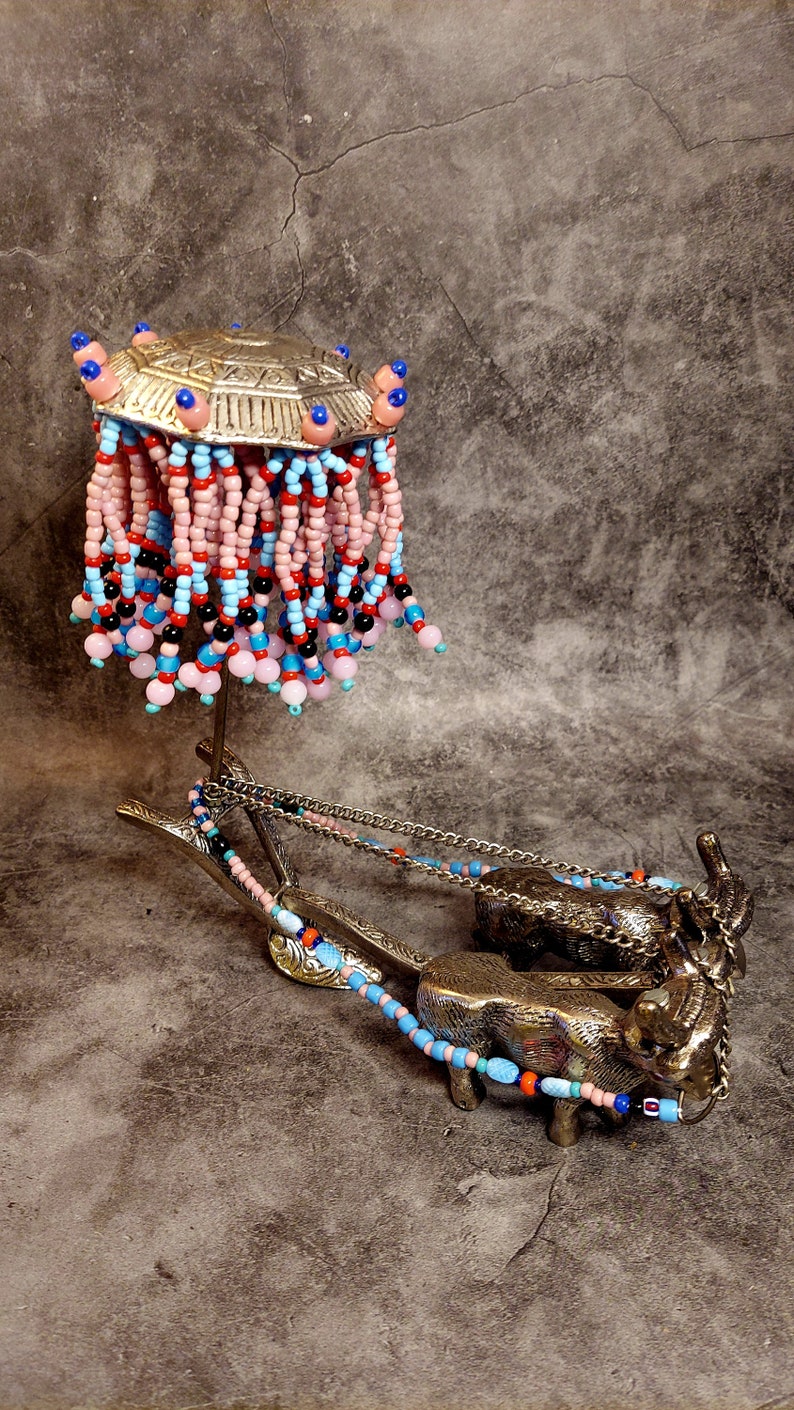 Hand Beaded Orisha Oko Tool Herramienta Santeria Lucumi Silver Metal ...