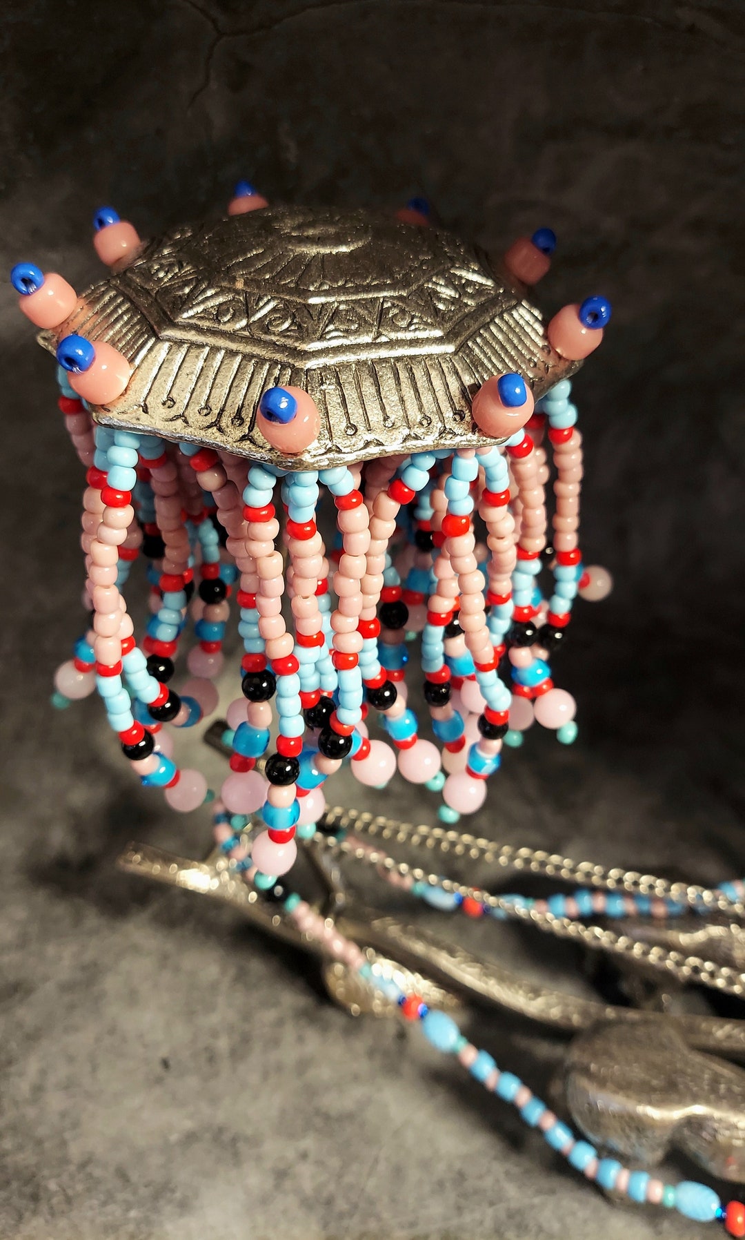 Hand Beaded Orisha Oko Tool Herramienta Santeria Lucumi Silver Metal ...