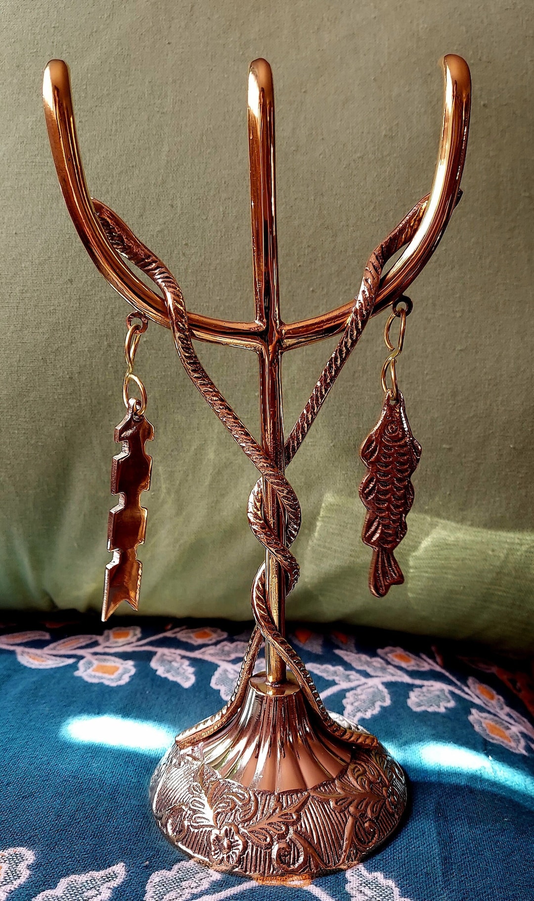 Solid Brass Inle Erinle Staff Fish Abatan Abata Orisha Yoruba Logun Ede ...