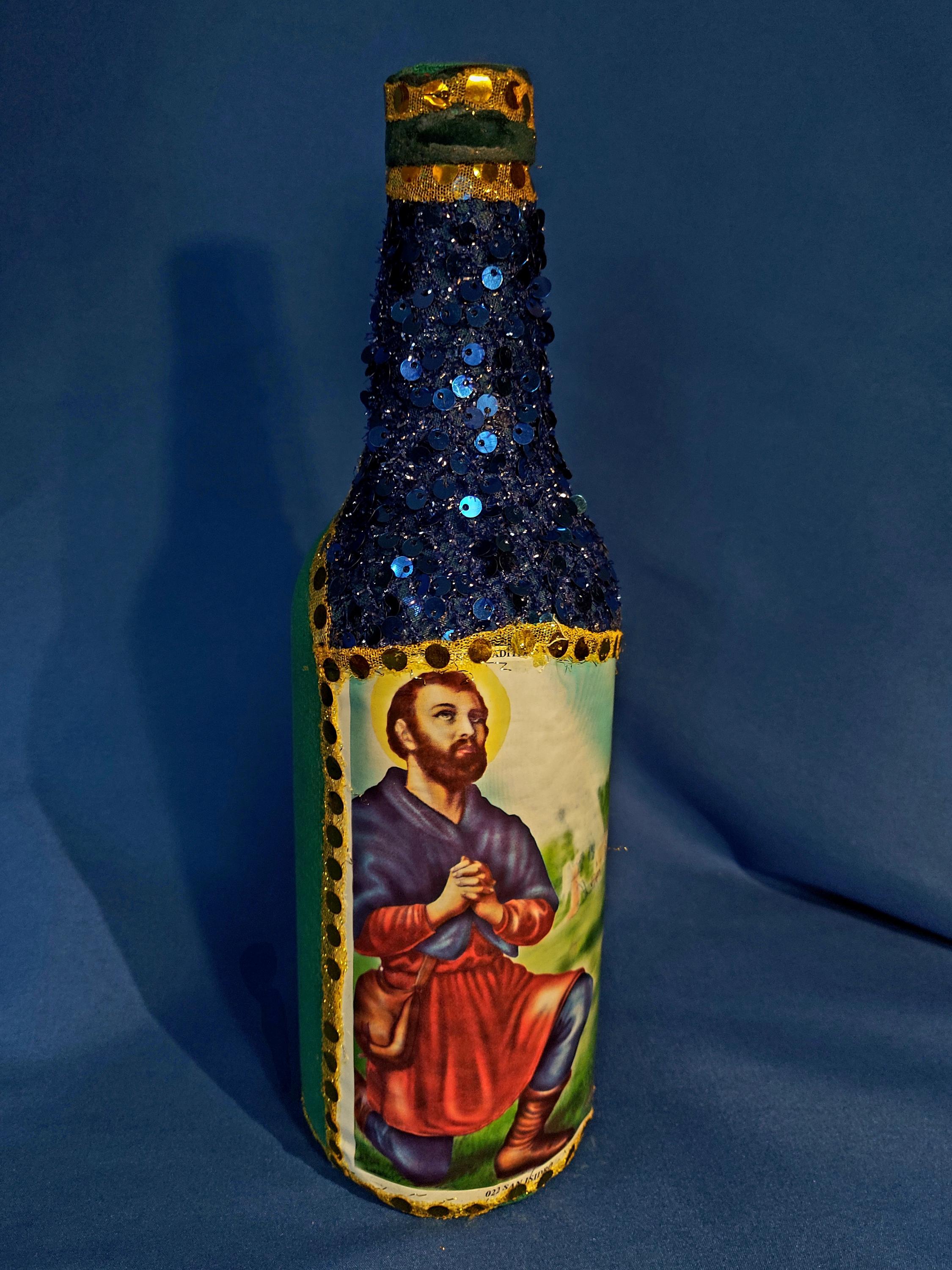 Vodou Boutey Bottle Sequined Libation Haitian Lwa Loa Kouzen Azaka Zaka ...