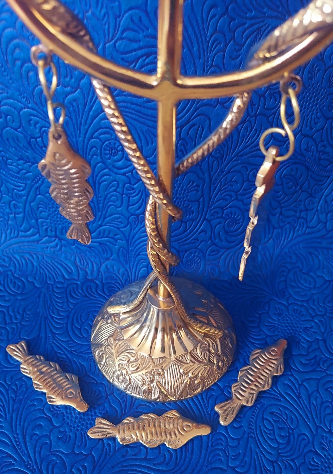 Inle Erinle Staff Solid Brass Fish Abatan Abata Orisha Yoruba Logun Ede ...