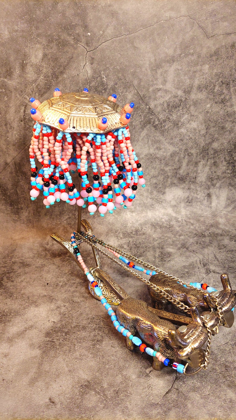 Hand Beaded Orisha Oko Tool Herramienta Santeria Lucumi Silver Metal ...