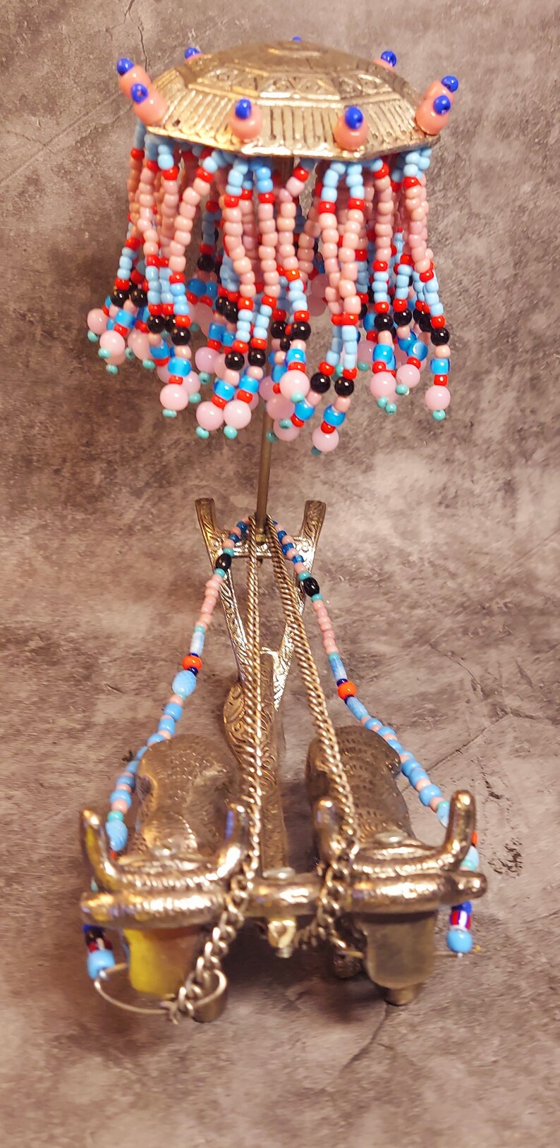 Hand Beaded Orisha Oko Tool Herramienta Santeria Lucumi Silver Metal ...