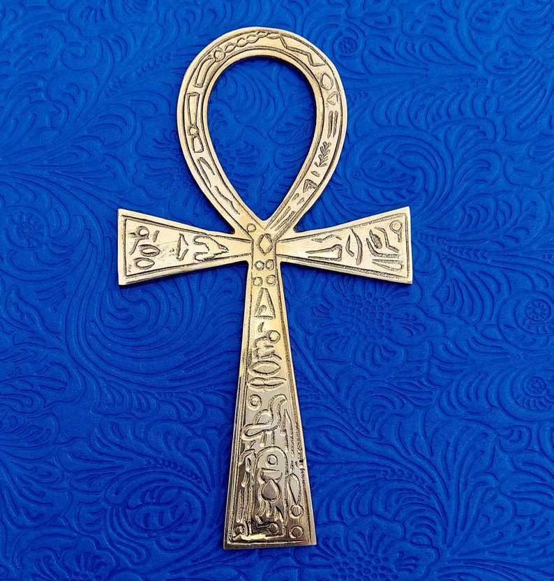 Large Brass Ankh Decorated Egypt Egyptian Hieroglyphics - Etsy