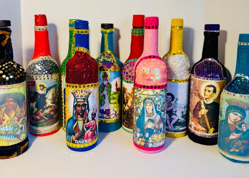 Ogou Feray Boutèy Vodou Lwa Bottle Sequined Haitian Loa Erzulie Freda ...