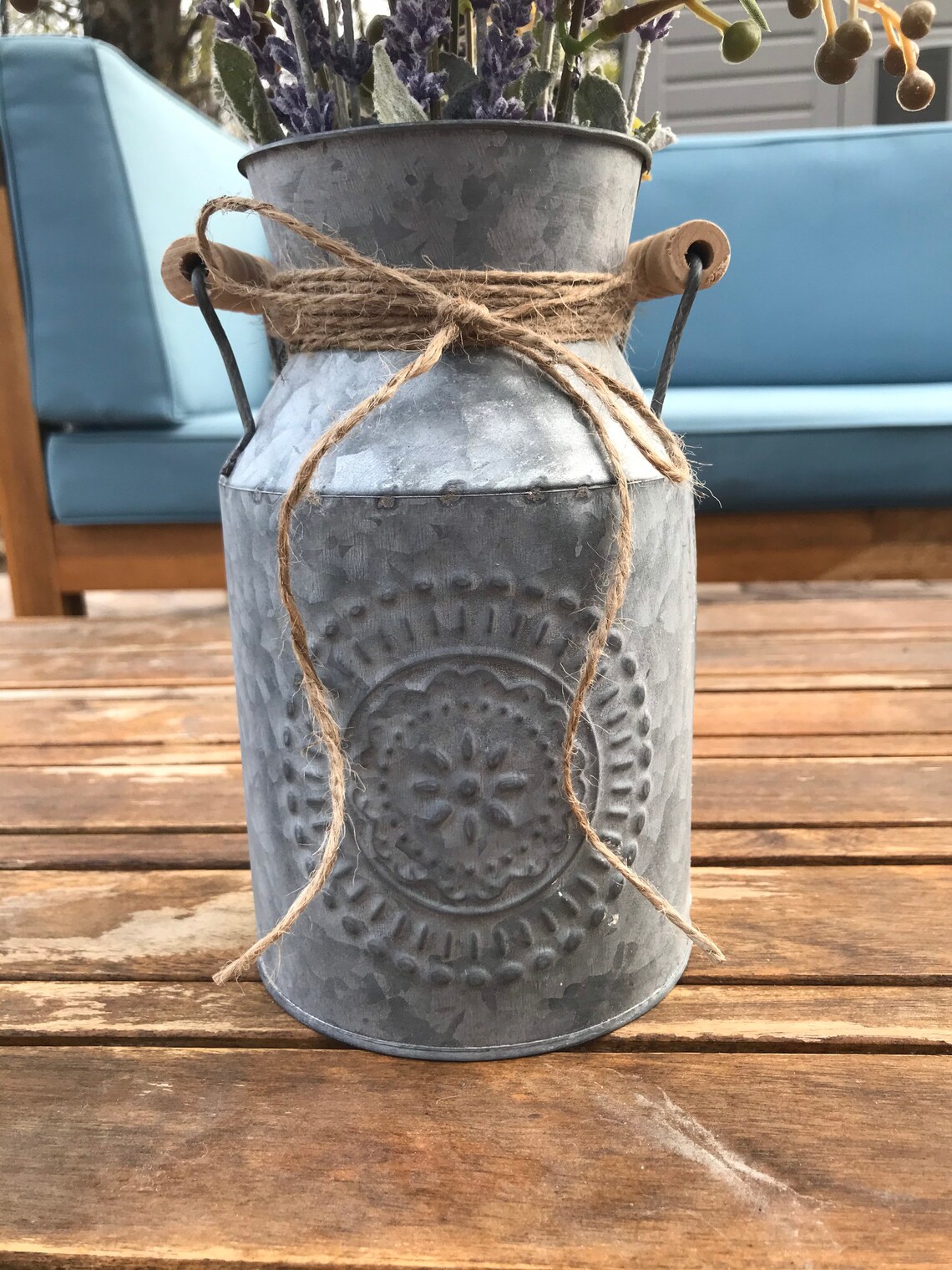 Galvanized Tin Milk Jug Farmhouse Pitcher Table Decoration | Etsy