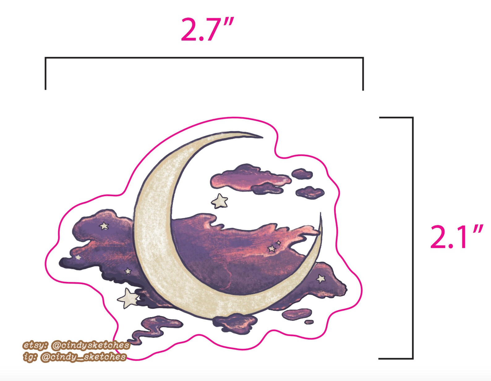 Cute Aesthetic Moon Waterproof Sticker - Etsy