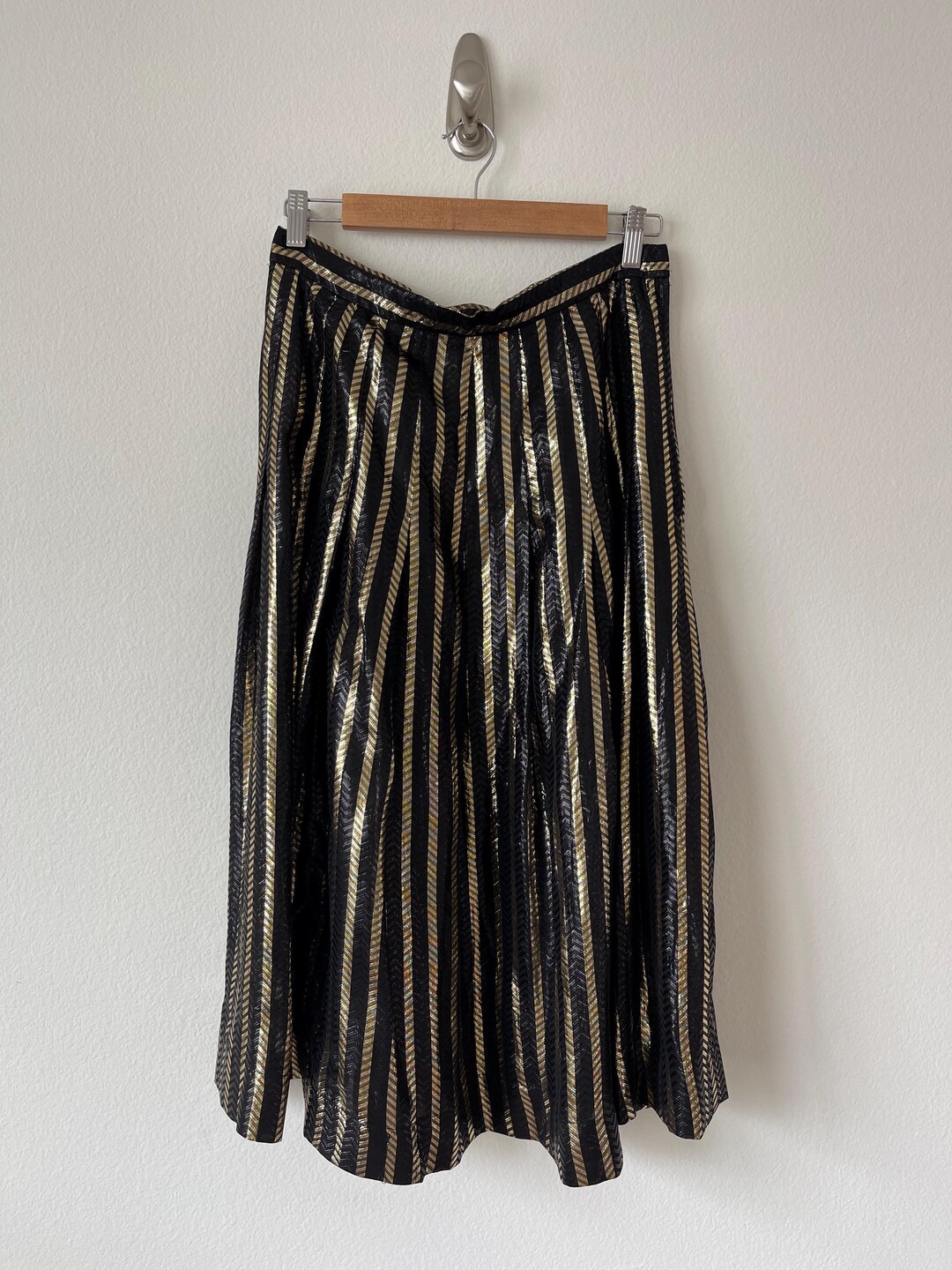 80s Vintage Metallic Black and Gold Bill Blass Midi Skirt// Size: M - Etsy