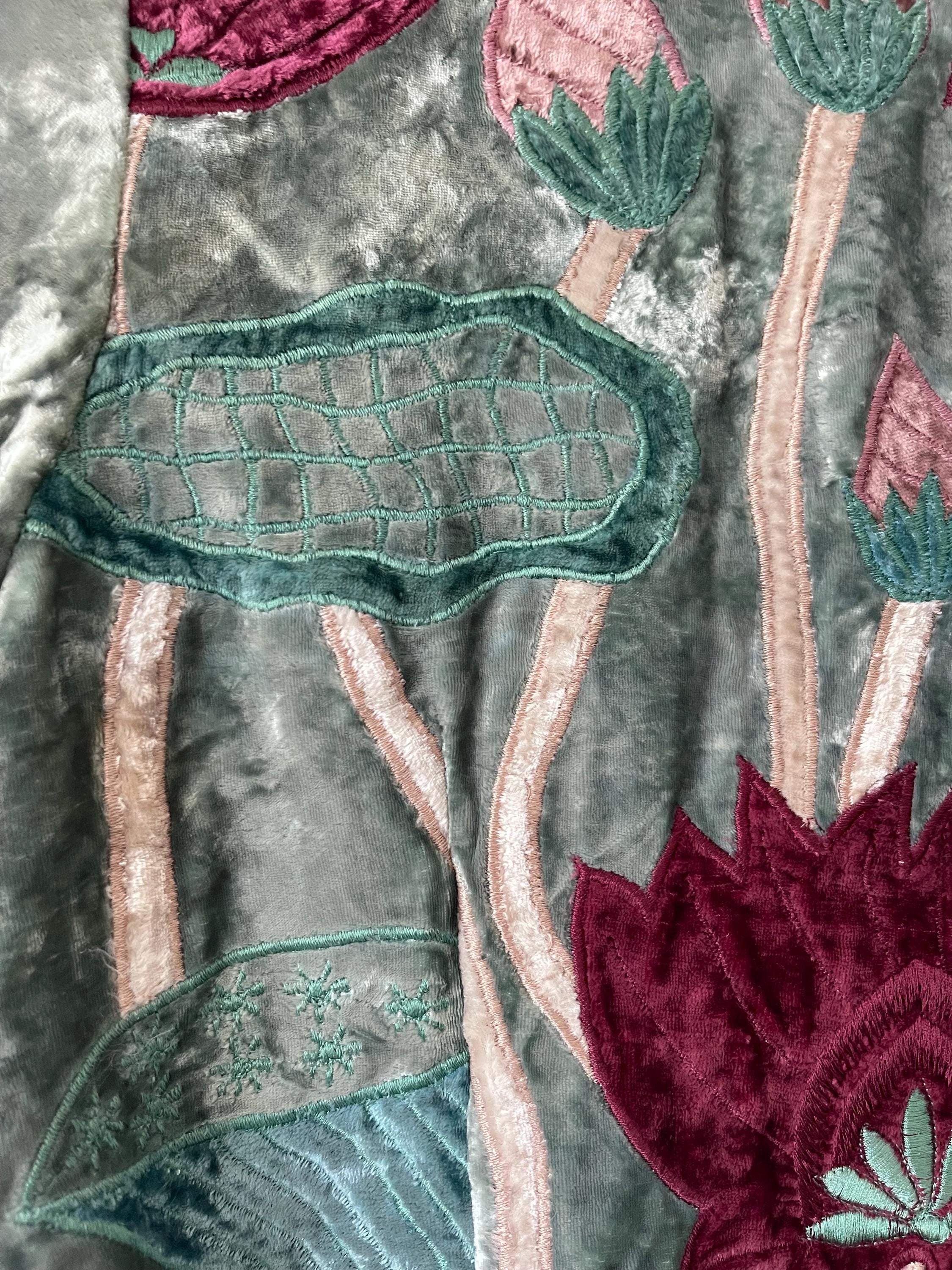 Vintage 80s Mary Anne Sinclair Velvet Embroidered Floral Jacket// Blue ...