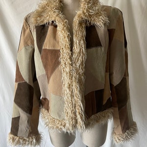 Vintage Learsi Brown Suede Patchwork W/ Faux Fur Jacket// Size: L - Etsy