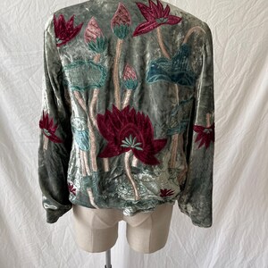 Vintage 80s Mary Anne Sinclair Velvet Embroidered Floral Jacket// Blue ...