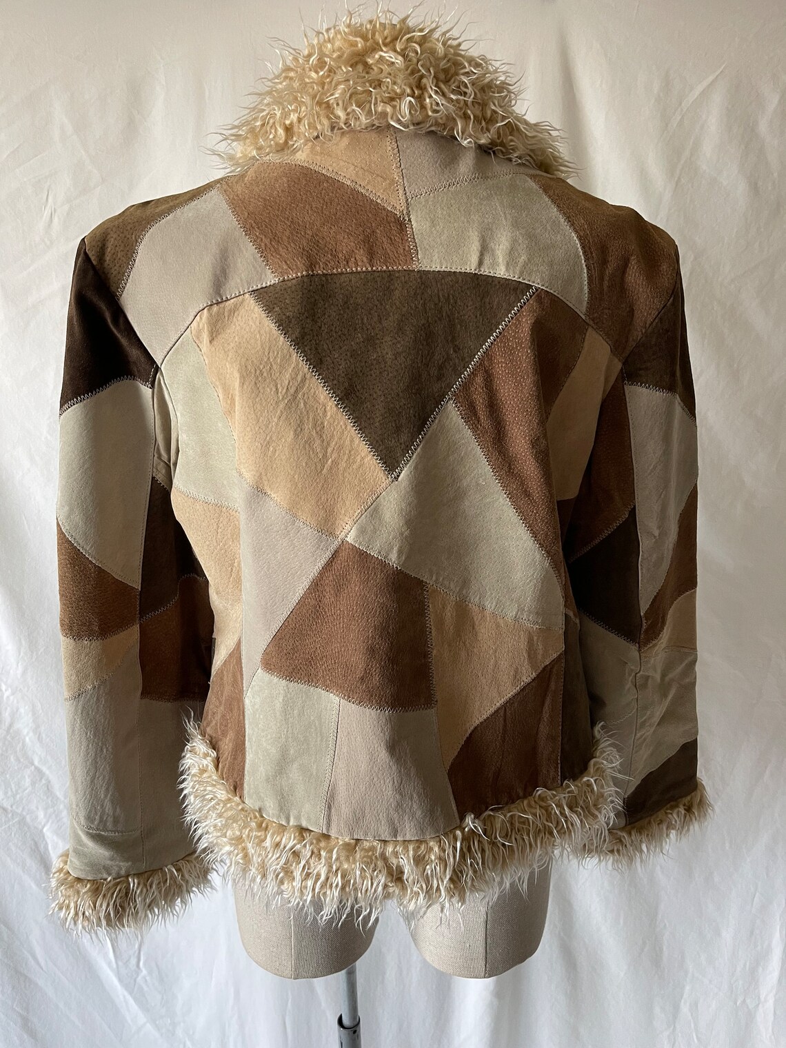 Vintage Learsi Brown Suede Patchwork W/ Faux Fur Jacket// Size: L - Etsy