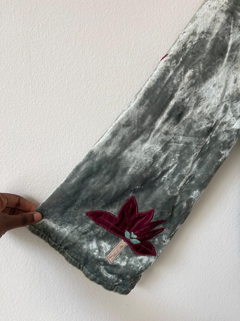 Vintage 80s Mary Anne Sinclair Velvet Embroidered Floral Jacket// Blue ...