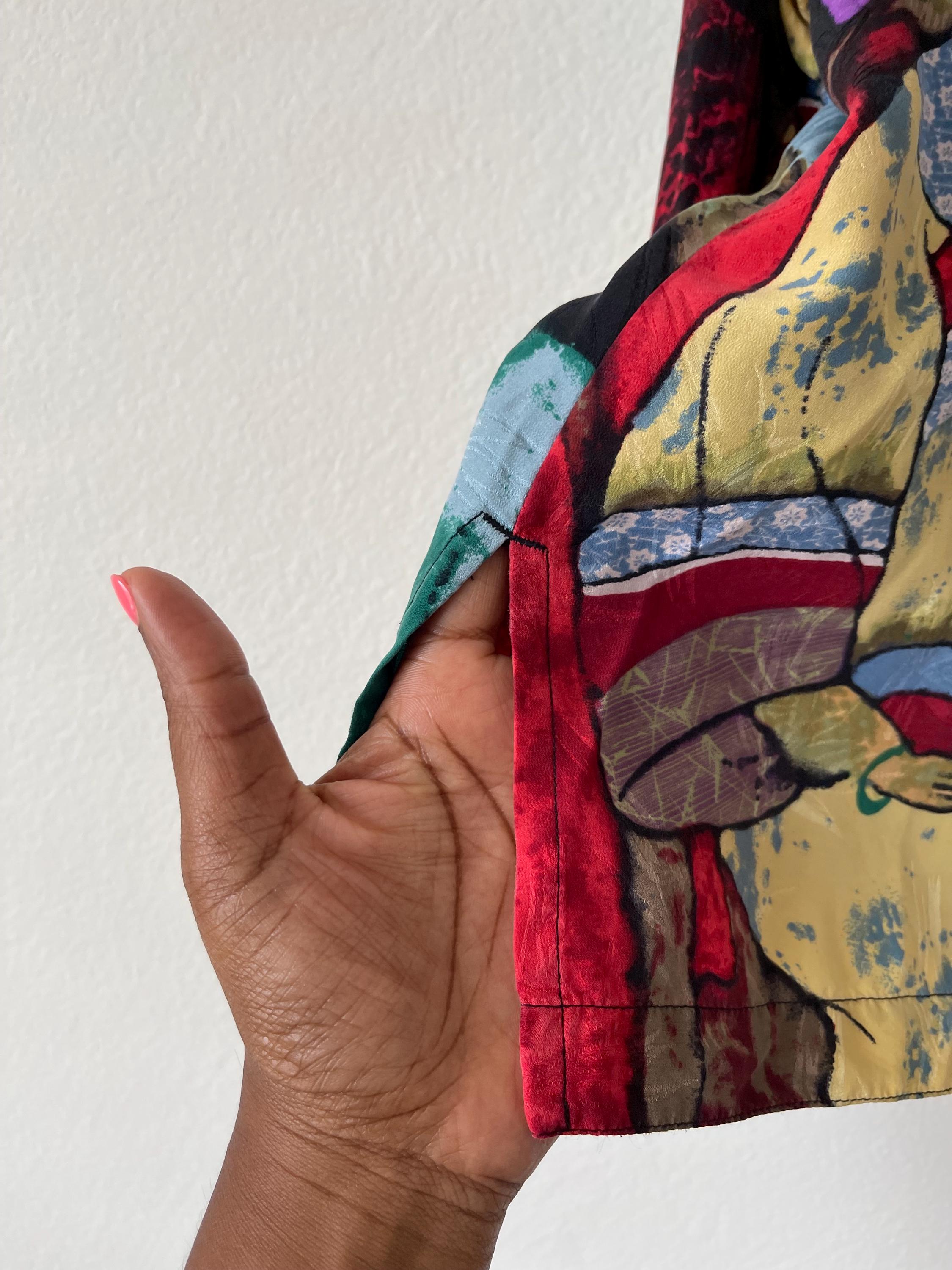 90s Chico Silk Geisha Blouse// Size: M// Blue/red - Etsy