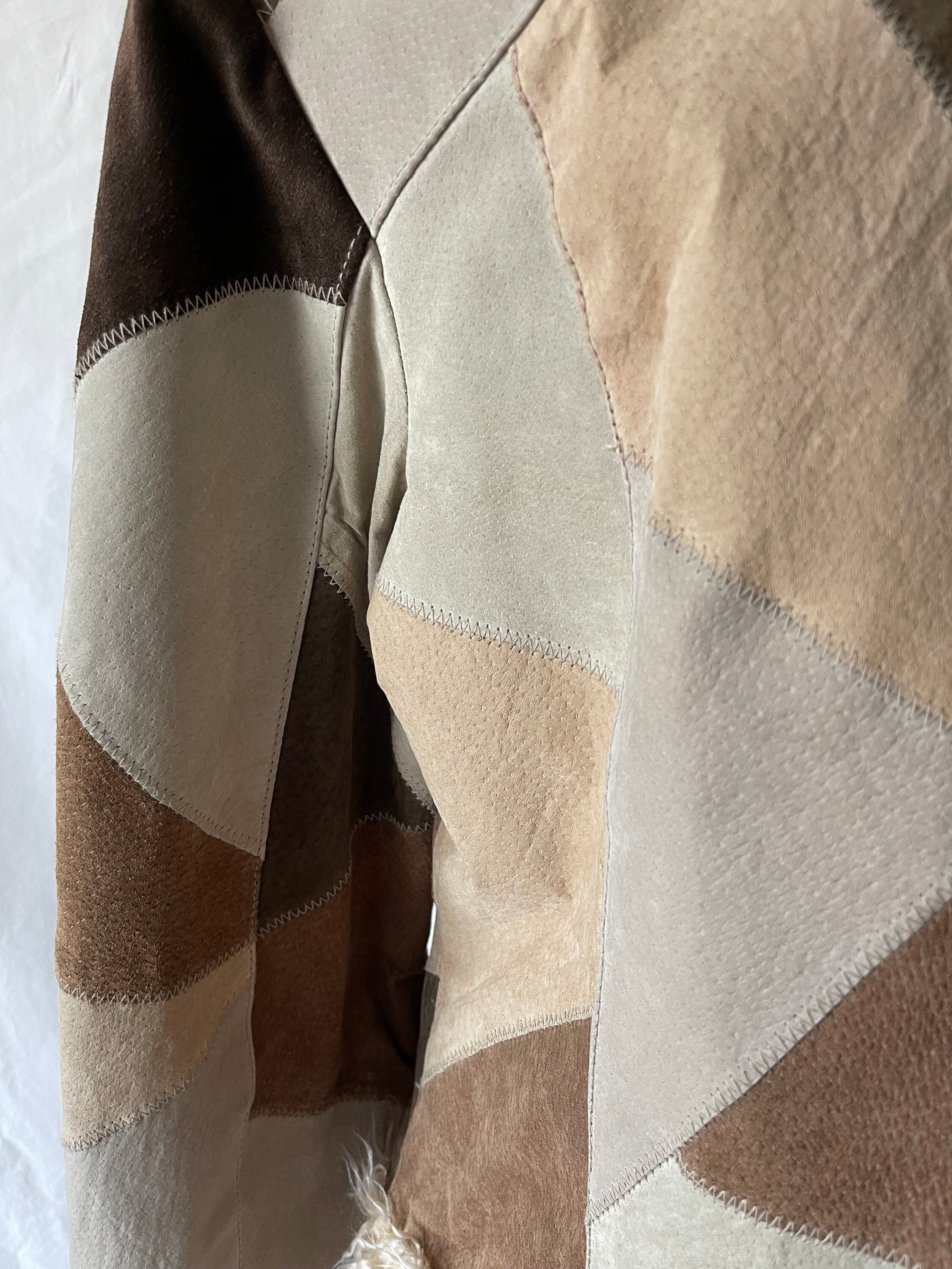Vintage Learsi Brown Suede Patchwork W/ Faux Fur Jacket// Size: L - Etsy