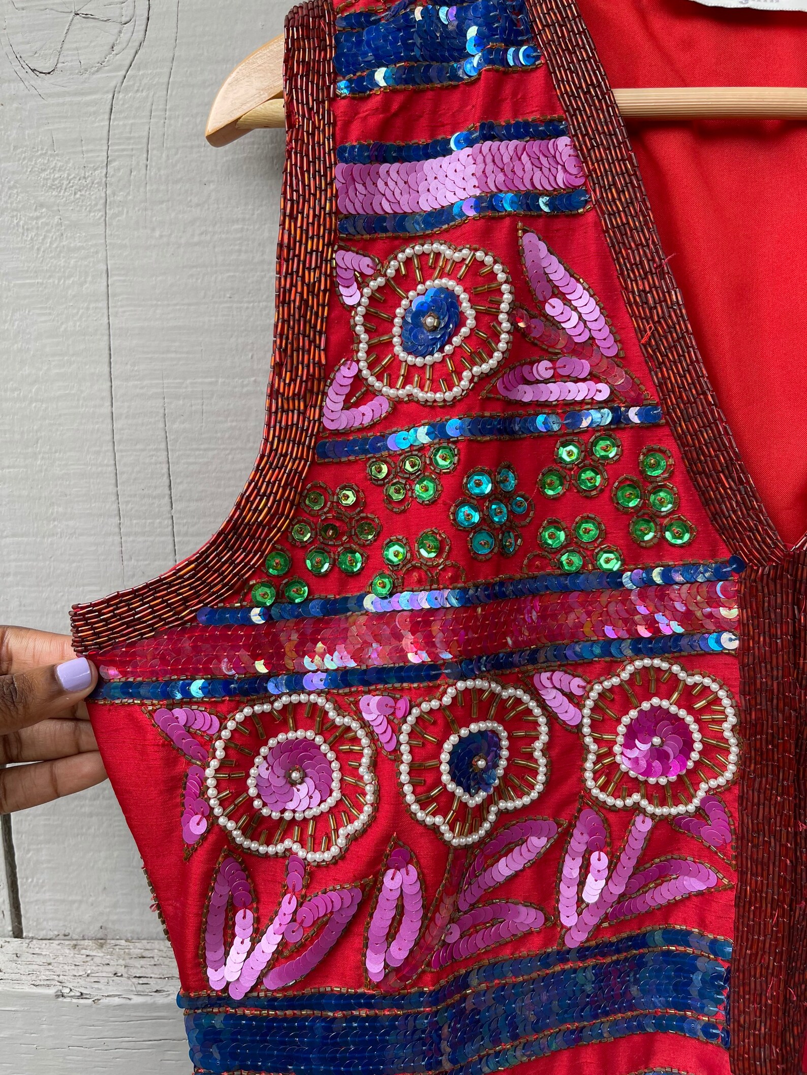 Vintage I. Magnin Silk Beaded Vest//size Large//red - Etsy