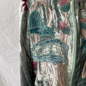 Vintage 80s Mary Anne Sinclair Velvet Embroidered Floral Jacket// Blue ...